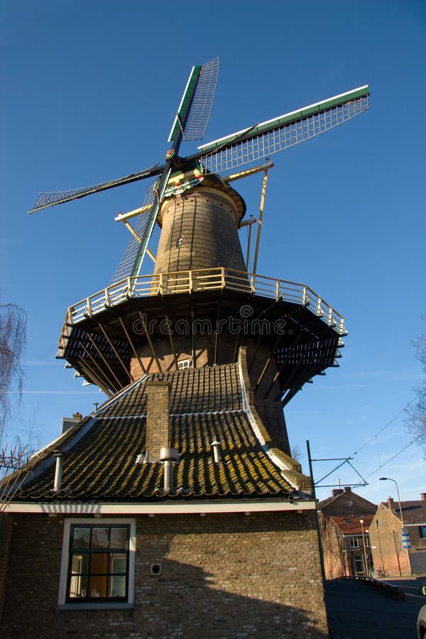 Traditional Dutch Windmill in the City of Delft Stock Photo - Image of ...