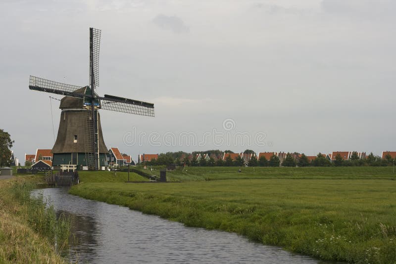 Traditional Dutch Windmill, Near Volendam, Netherlands Stock Image ...