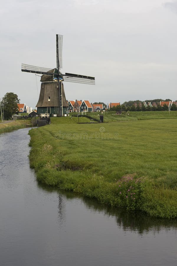 Traditional Dutch Windmill, Near Volendam, Netherlands Stock Photo ...