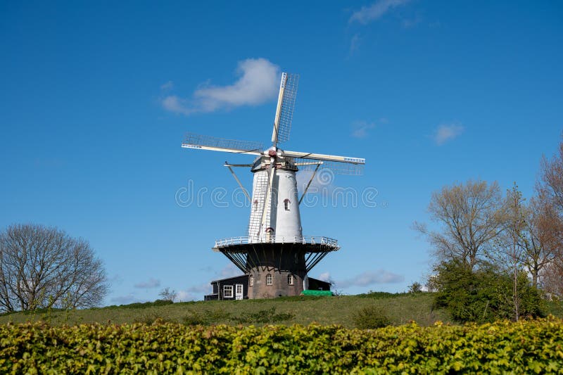Traditional Dutch Windmill Used for Grain Grinding Stock Image - Image ...