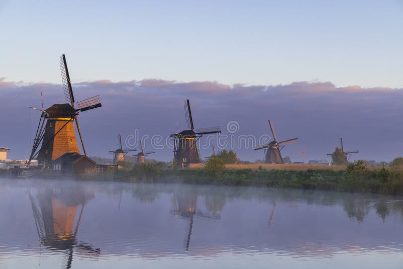 Traditional Dutch Windmills in Kinderdijk - Unesco Site, the ...