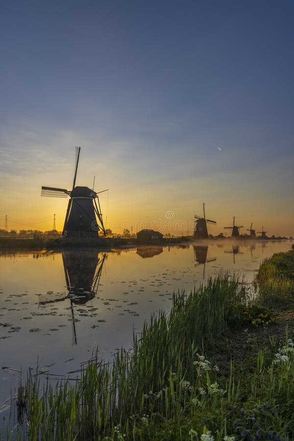 Traditional Dutch Windmills in Kinderdijk - Unesco Site, the ...
