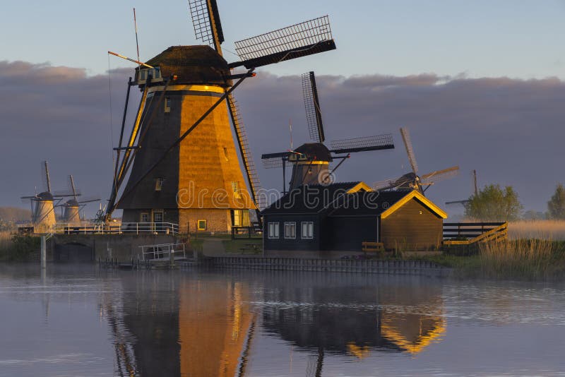 Traditional Dutch Windmills in Kinderdijk - Unesco Site, the ...