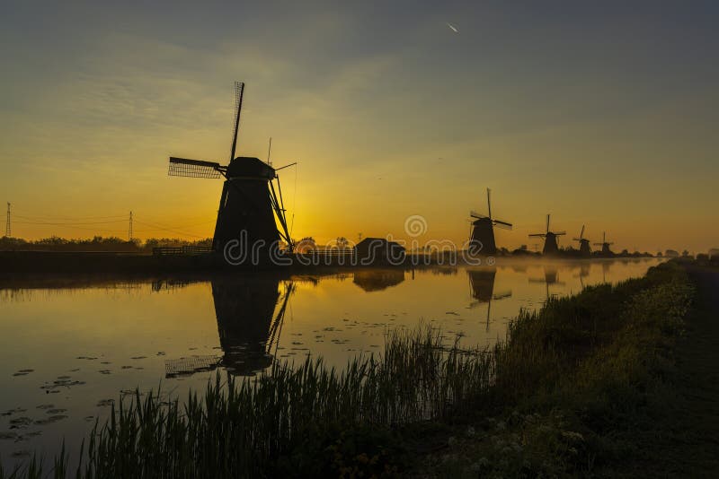 Traditional Dutch Windmills in Kinderdijk - Unesco Site, the ...