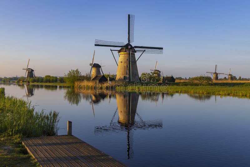 Traditional Dutch Windmills in Kinderdijk - Unesco Site, the ...