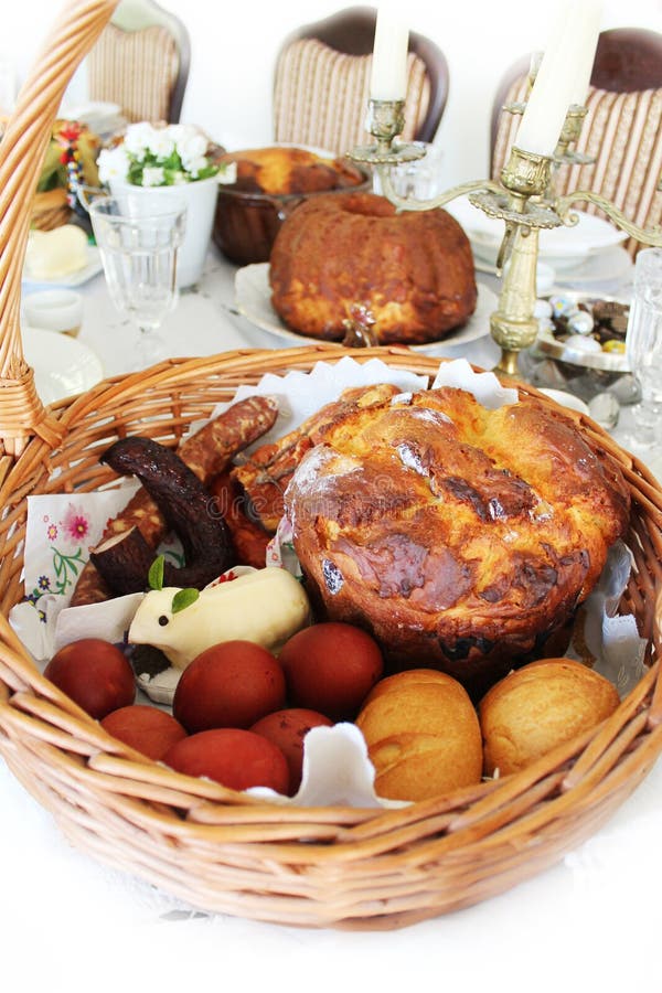 Traditional Easter Basket on Easter Table Stock Photo - Image of ...