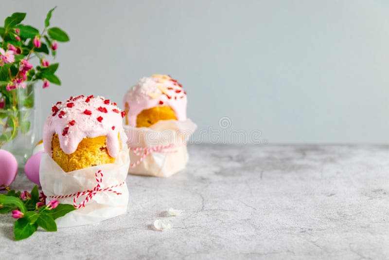 Traditional Easter Bread or Cake, Decorated with White Icing Stock ...