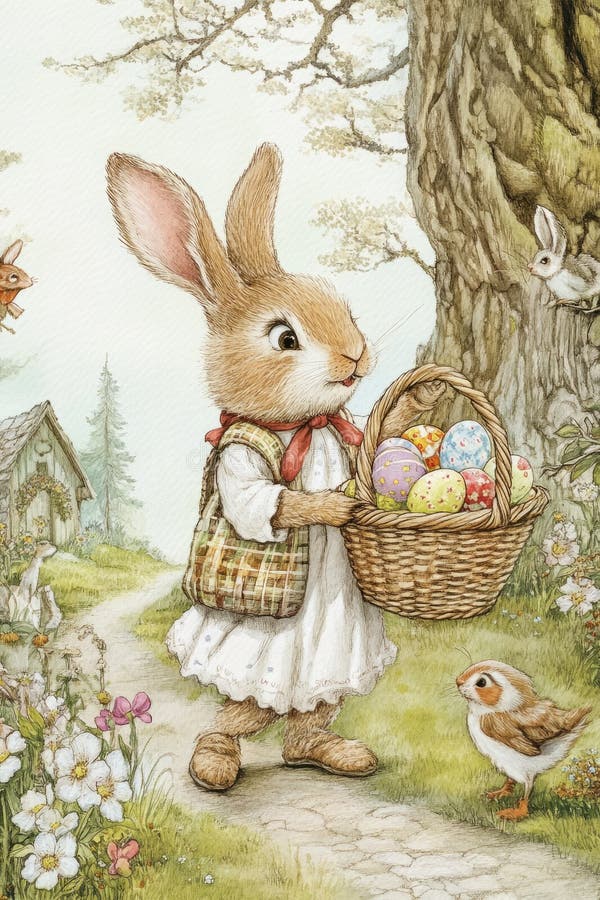 A Traditional Easter Bunny in a Charming Countryside Setting ...