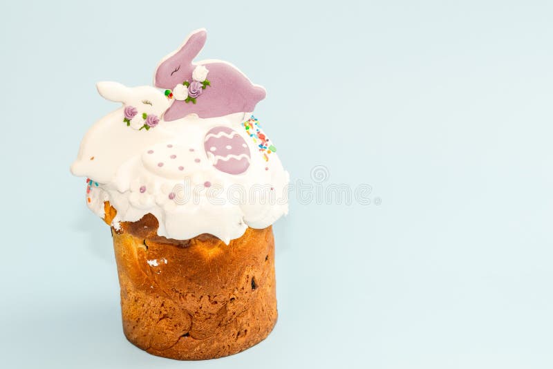 Traditional Easter Cake Isolated on a Blue Background Stock Image ...