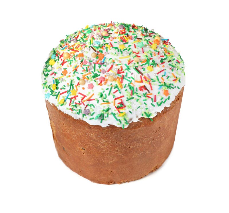 Traditional Easter Cake with Sprinkles Isolated on White Stock Image ...