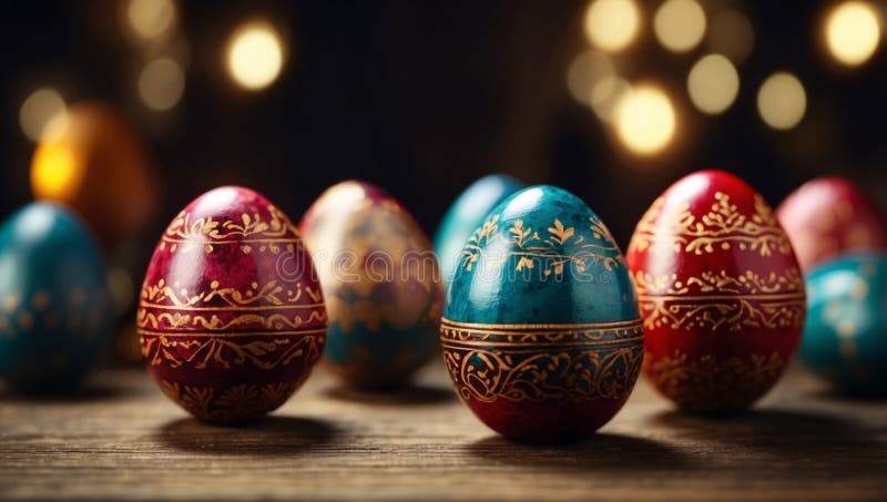 Traditional Easter Eggs with Ornament on Easter, Handmade. Stock Photo ...