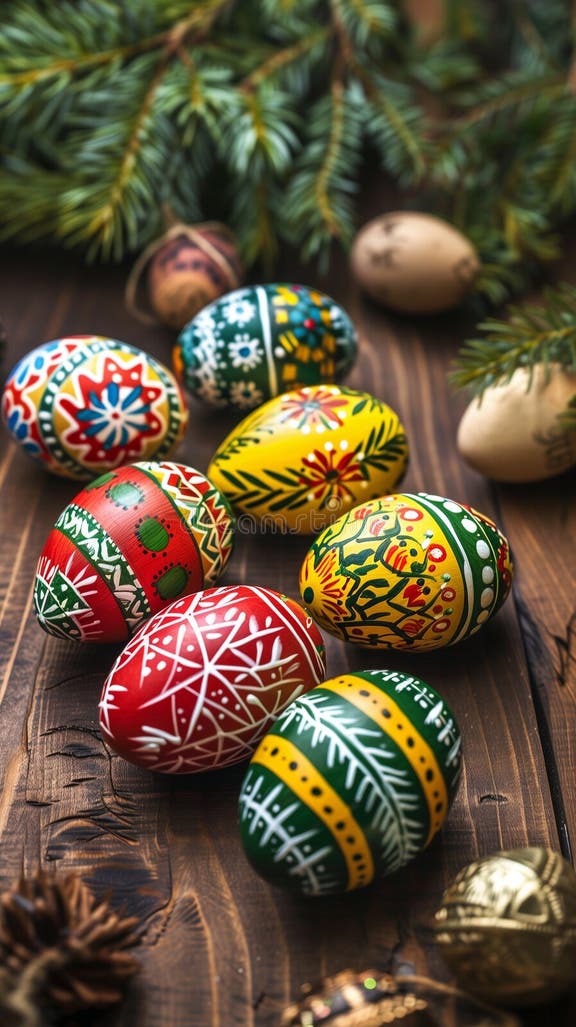 Traditional Easter Eggs Painted with Slavic Patterns Stock Illustration ...