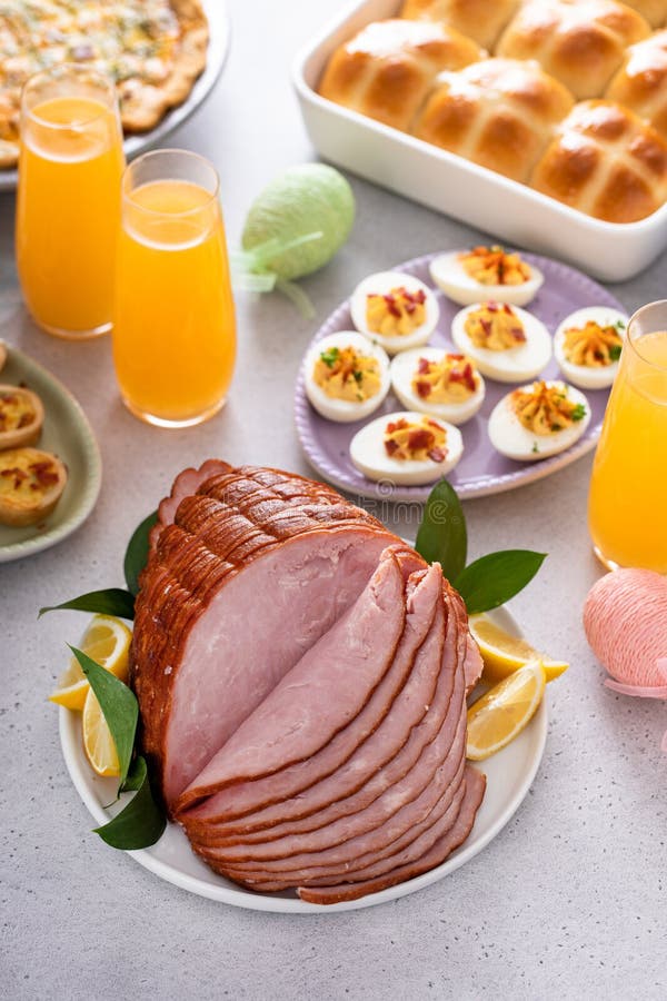 Traditional Easter Ham on the Table Served with Brunch Stock Photo ...
