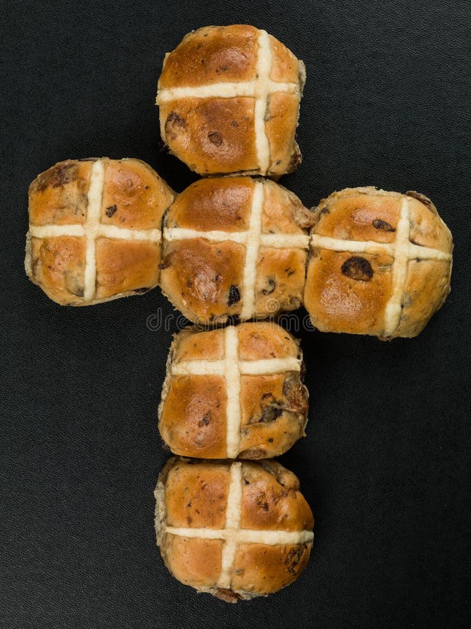 Traditional Easter Hot Cross Buns Stock Photo - Image of element, cake ...