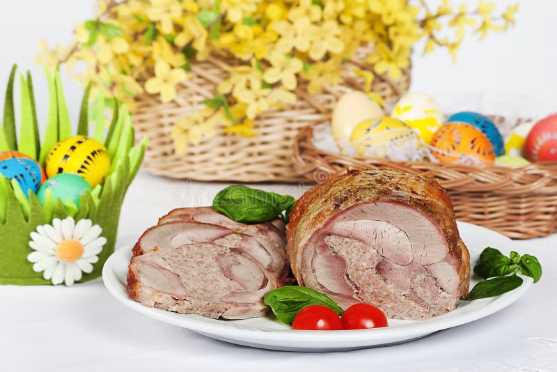 Easter ham stock photo. Image of lettuce, green, asparagus - 8097594