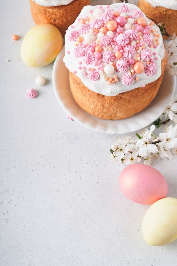 Traditional Easter Sweet Bread or Cakes with White Icing and Sugar ...