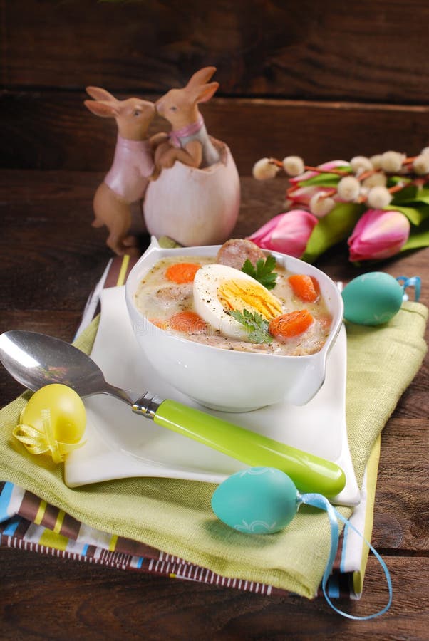 Polish Easter Soup, White Borscht with the Addition of White Sausage ...