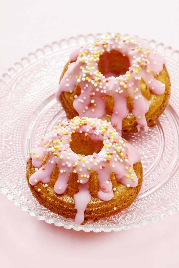 Traditional Easter Yeast Cake Covered with Pink Icing Stock Photo ...