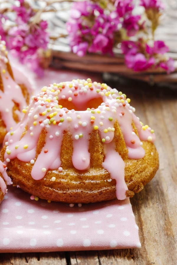 Traditional Easter Yeast Cake Covered with Pink Icing Stock Photo ...