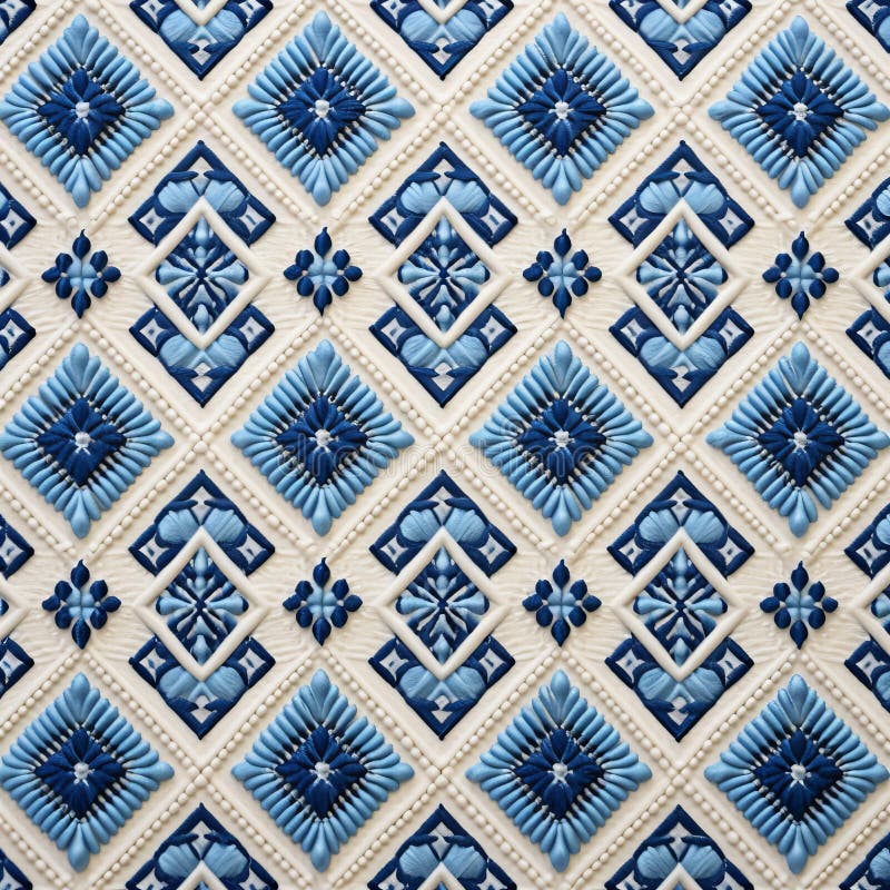 Traditional Tile Pattern with Blue and White Geometric Design Stock ...