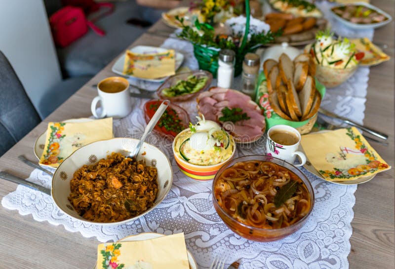 Traditional Eastern European Meals on the Occasion of Easter. Stock ...