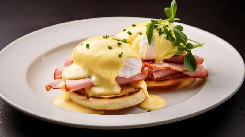 Traditional Eggs Benedict with Creamy Hollandaise Stock Illustration ...