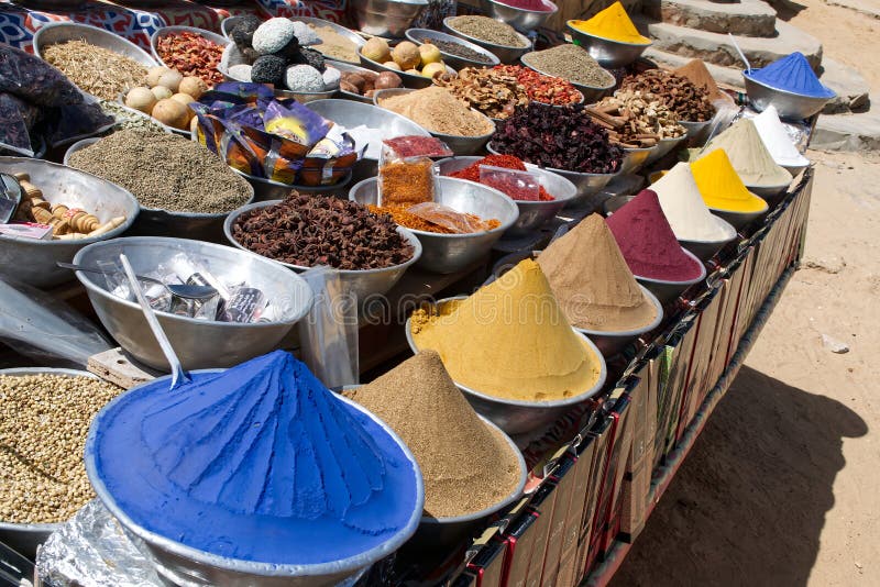 Traditional Egyptian Bazaar with Herbs and Spices in Cairo. Egypt Stock ...