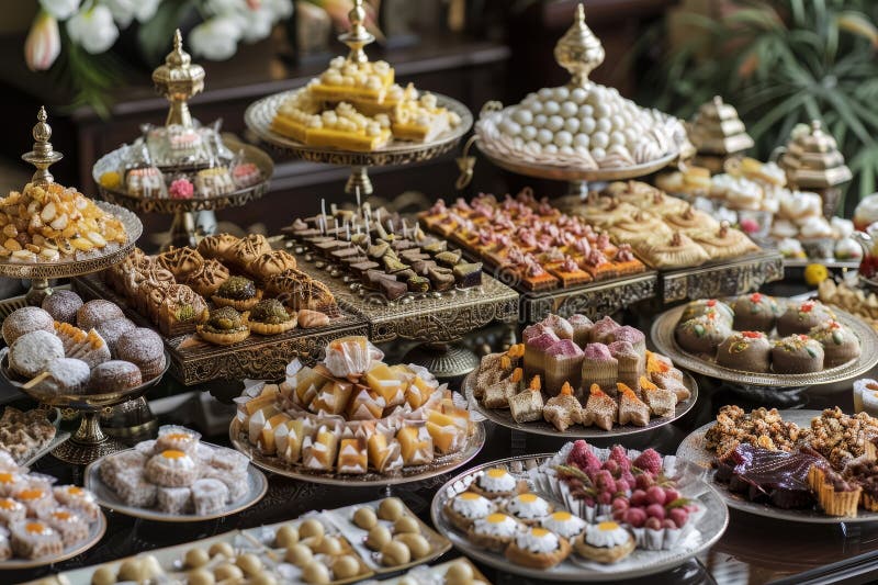 Traditional Eid Sweets Display Stock Photo - Image of handmade ...