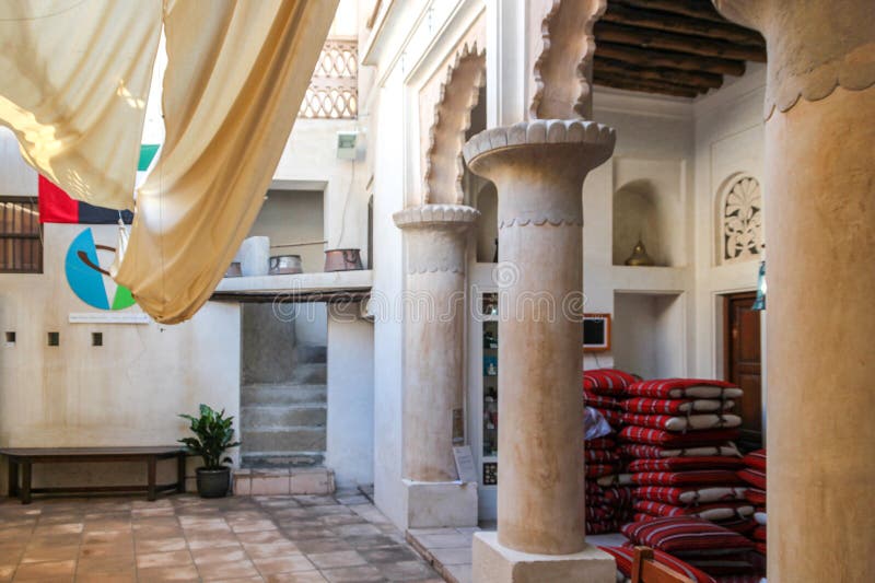 Traditional Emirati Courtyard in Dubai Stock Photo - Image of temple ...