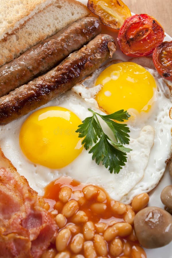 Traditional English Breakfast Stock Image - Image of pork, protein ...