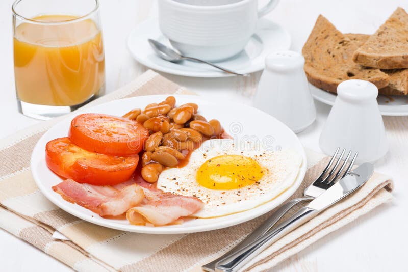 Traditional English Breakfast, Coffee and Juice Stock Image - Image of ...