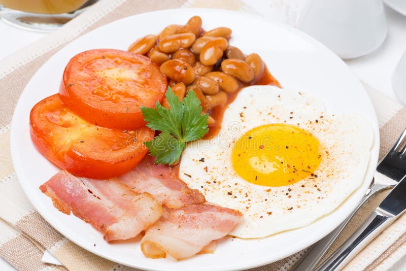 Traditional English Breakfast on the Plate Stock Image - Image of dish ...