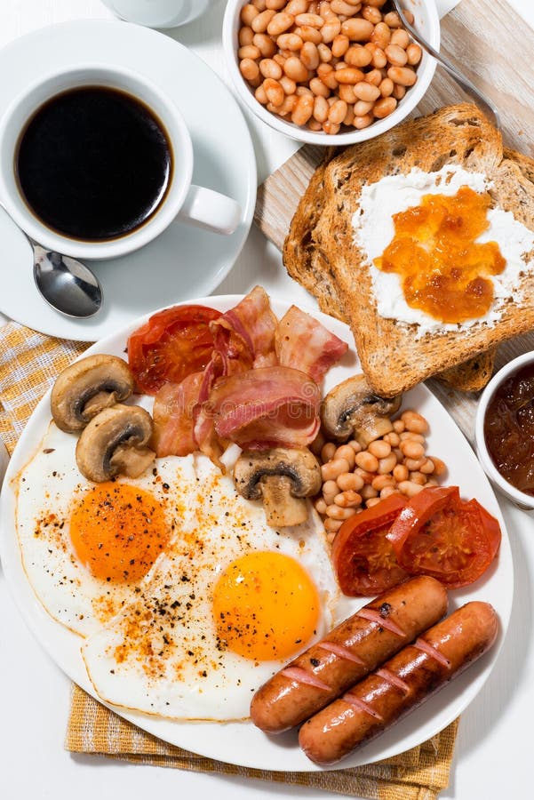 Traditional English Breakfast, Vertical Top View Stock Photo - Image of ...