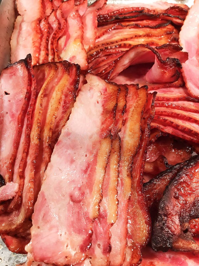 Traditional English Fried Bacon Strips for Breakfast. Stock Photo ...