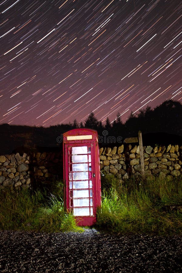 Traditional English Phonebox At Night Stock Image - Image of stars ...