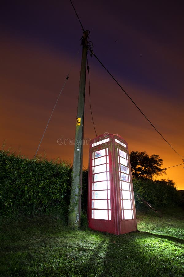Traditional English Phonebox at Night Stock Image - Image of phonebox ...