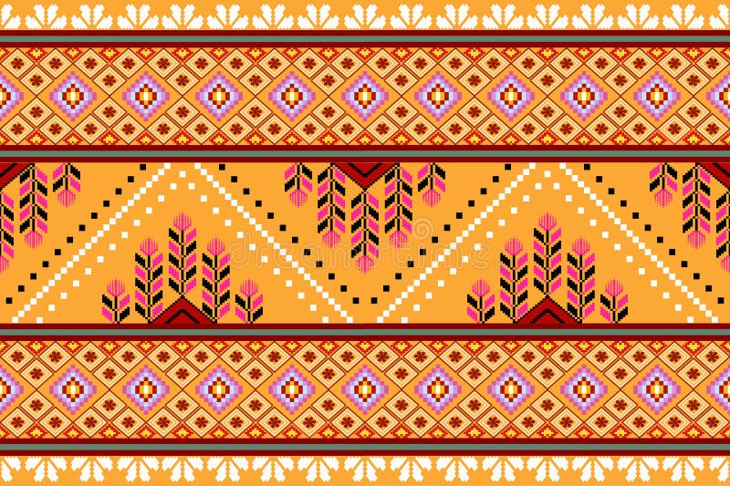 Traditional Ethnic Pixel Fabric for Textile Clothing Vector Seamless ...