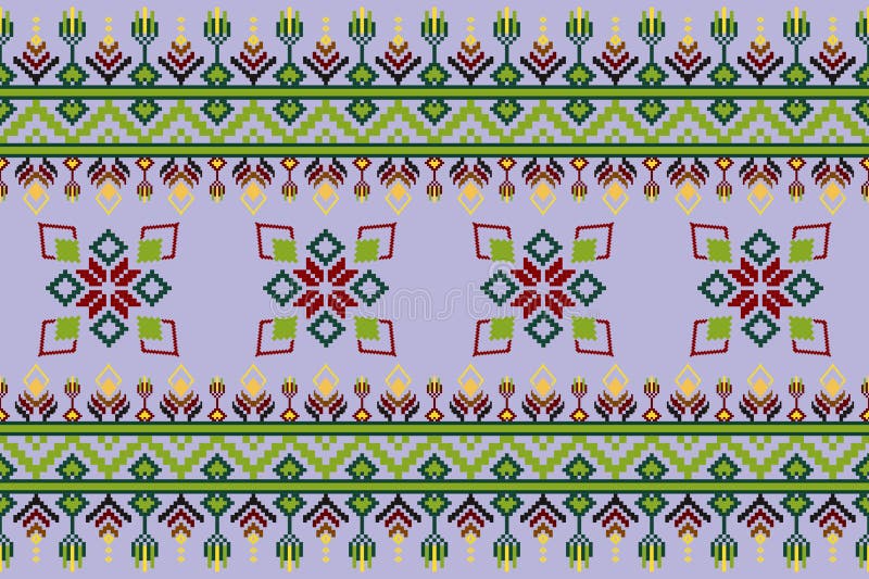 Traditional Ethnic Pixel Fabric for Textile Clothing Vector Seamless ...