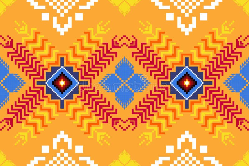 Traditional Ethnic Pixel Fabric for Textile Clothing Vector Seamless ...