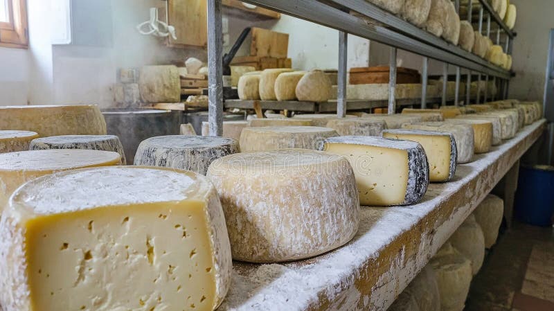 Traditional European Cheese Making Process in a Dairy Setting Stock ...