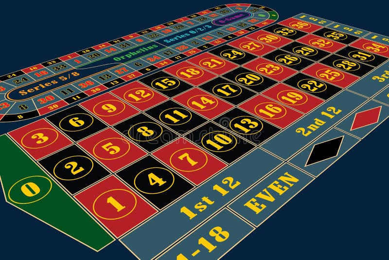 Traditional European Roulette Table Perspective Vector Illustration ...