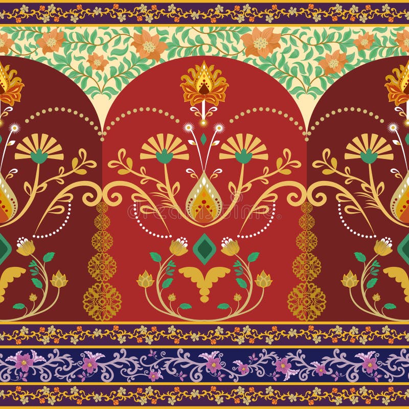 Traditional Fabric Border Design Seamless Pattern Illustration Vector ...