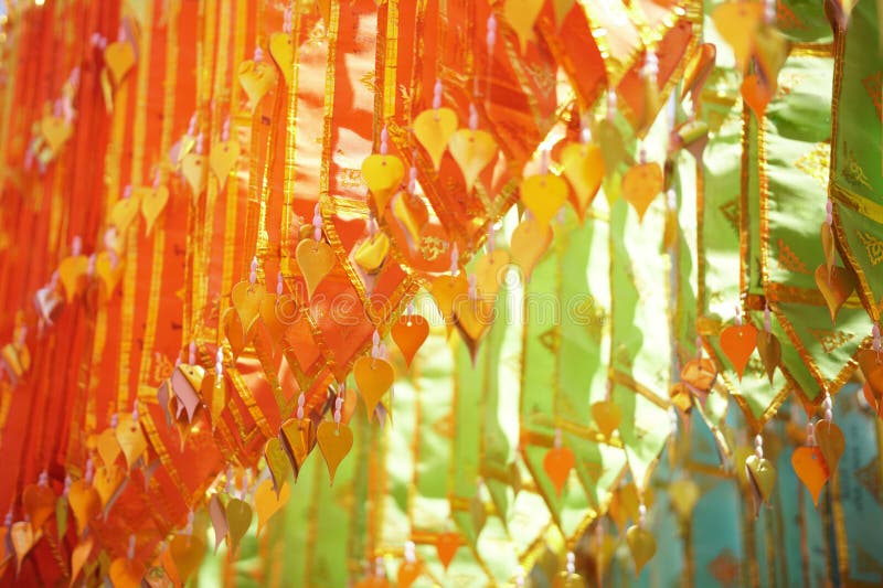 Traditional Fabric Flag Decorating Hanging in Temple Stock Photo ...