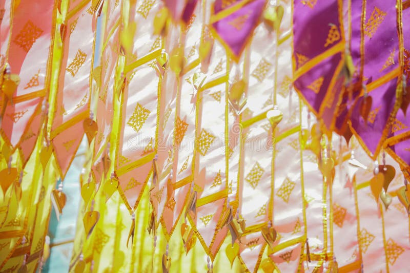 Traditional Fabric Flag Decorating Hanging in Temple Stock Photo ...