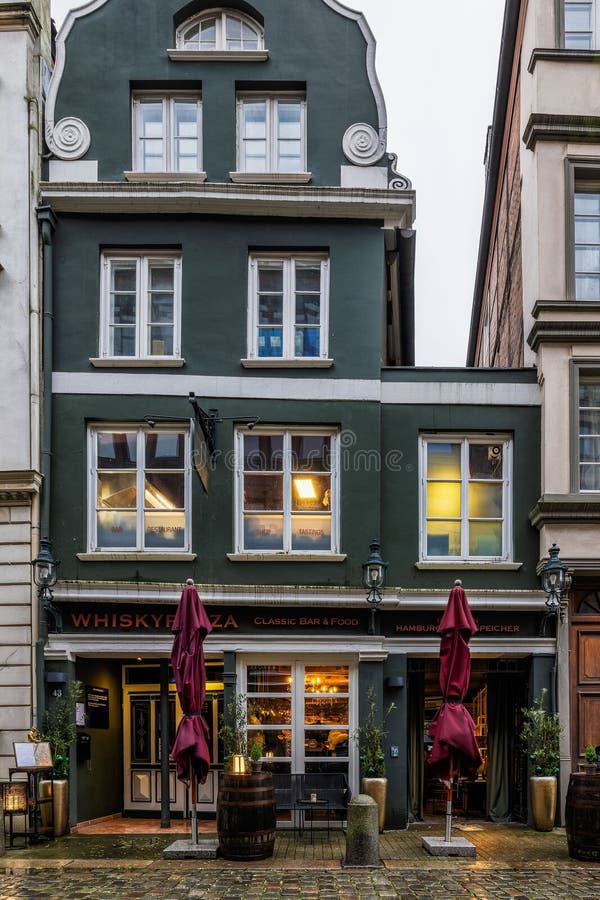 Historic Building Facade in Hamburg with Cafe Editorial Photo ...