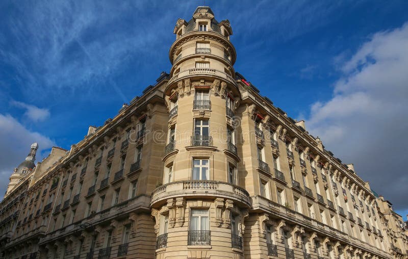 The Traditional Facade of Parisian Building, France. Stock Photo ...