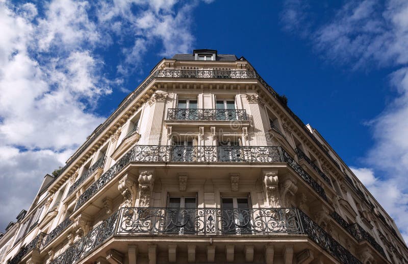 The Traditional Facade of Parisian Building, France. Stock Photo ...