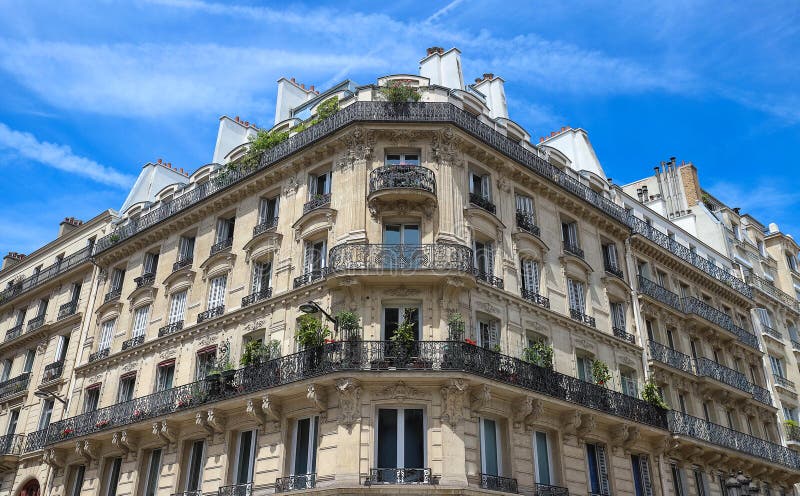 The Traditional Facade of Parisian Building, France. Stock Image ...