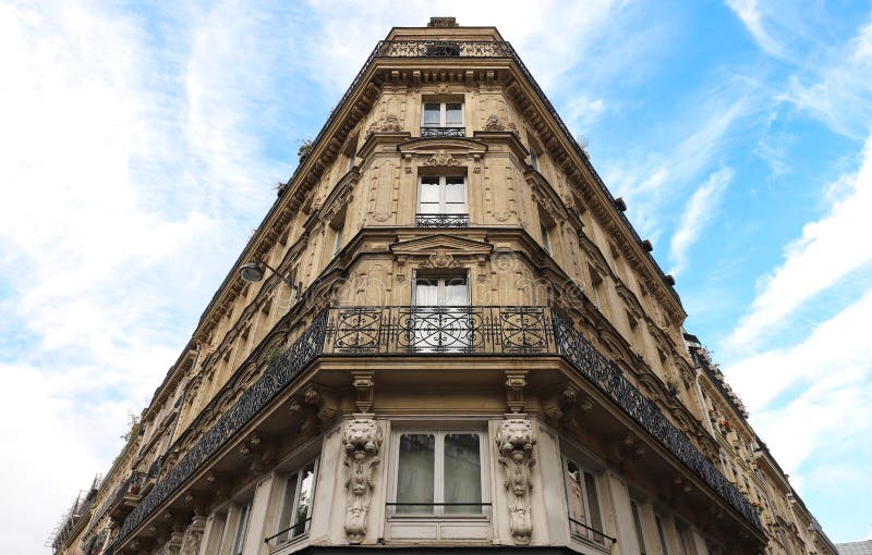 The Traditional Facade of Parisian Building, France. Stock Image ...
