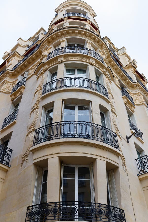The Traditional Facade of Parisian Building, France Stock Photo - Image ...